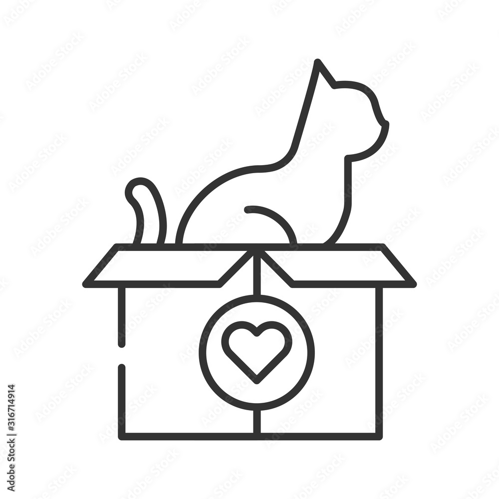 Help pet line black icon. Animal protection sign. Giving care vector ...