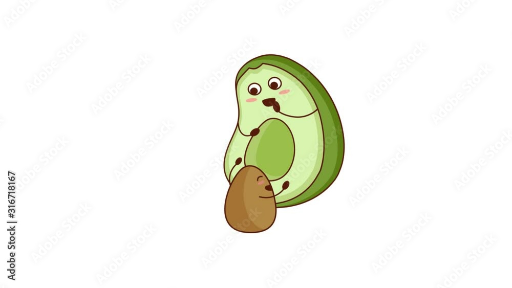 Cute cartoon avocado family, mother and child characters. Young parents ...