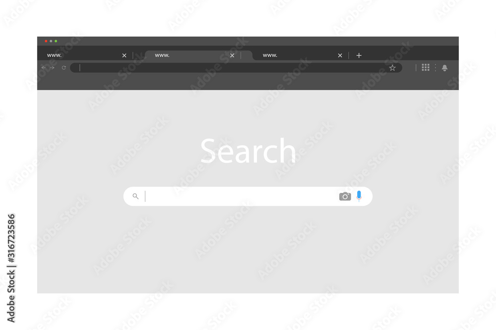 Browser Window in modern simple flat design. Empty internet page ...