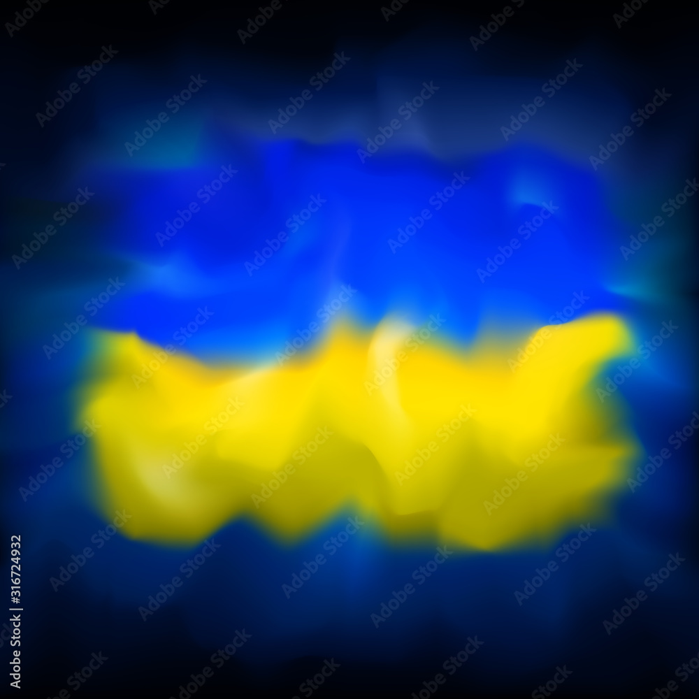 Abstract flag of the ukraine on dark blue sky background for creative ...