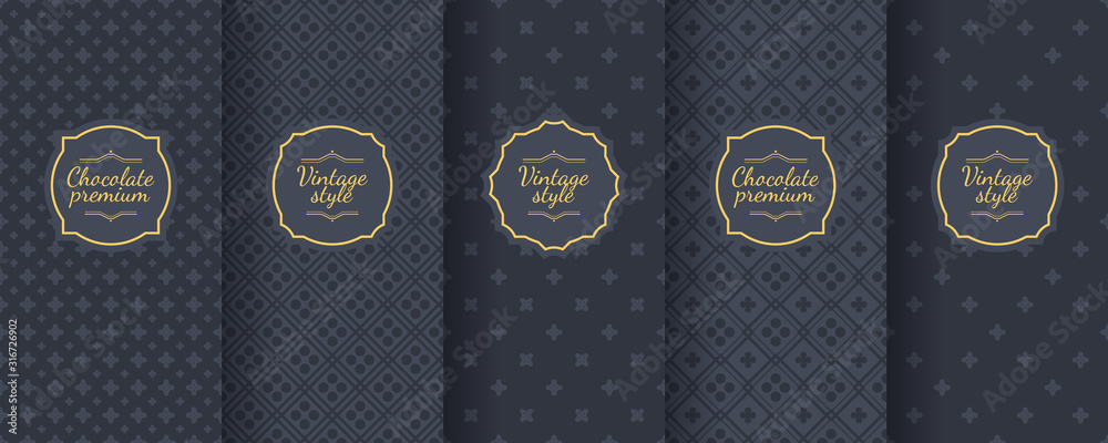 Set of dark vintage seamless backgrounds for luxury packaging design ...