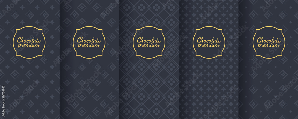 Set of dark vintage seamless backgrounds for luxury packaging design ...
