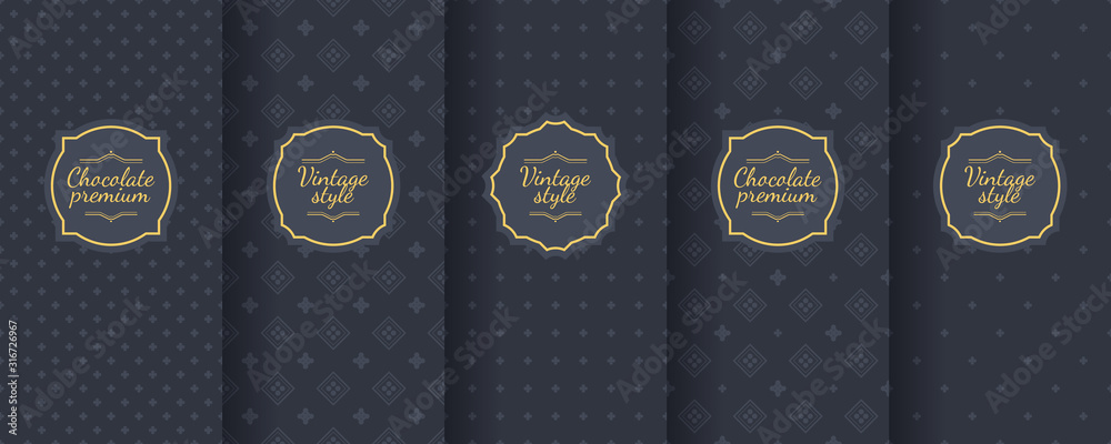 Set of dark vintage seamless backgrounds for luxury packaging design ...