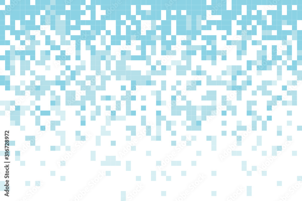 Fading pixel pattern background.Blue and white pixel background. Vector ...