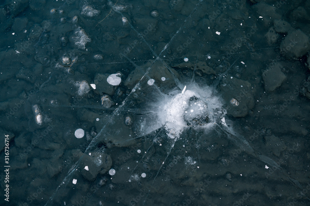 ice structure with beautiful lines on frozen lake Stock Photo | Adobe Stock