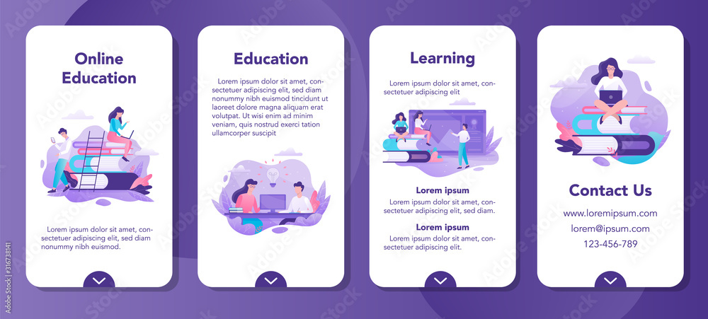 Online education mobile application banner set. Idea of distance ...
