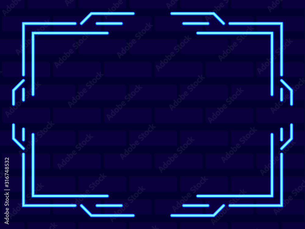Neon art deco frame. The effect of a neon lamp. Vintage linear border ...