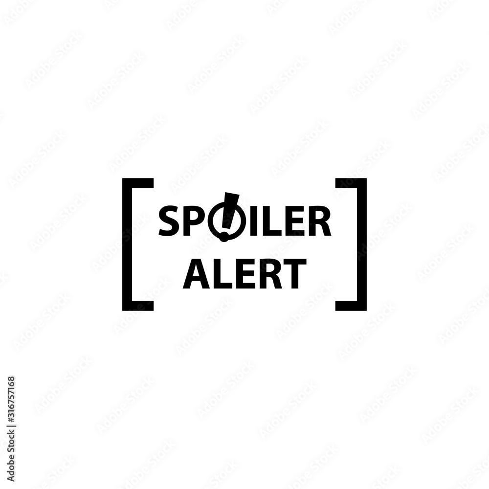 Spoiler alert black icon. Clipart image isolated on white background ...