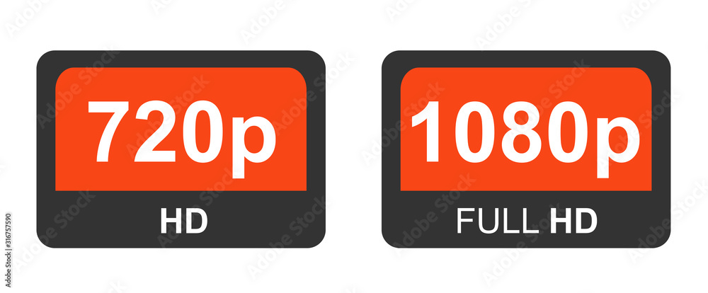1080p full hd and 720p hd. Modern technology signs. Clip-art ...