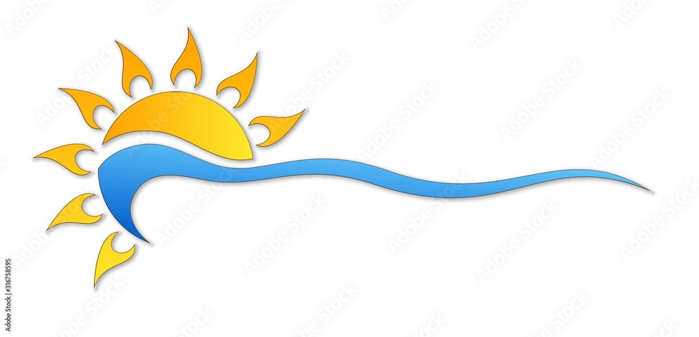 Sun and Blue Wave Symbol. Stock Illustration | Adobe Stock