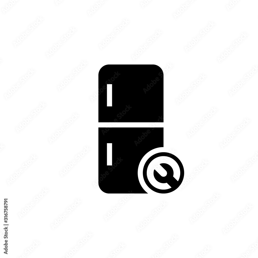 Broken fridge silhouette icon. Clipart image isolated on white ...
