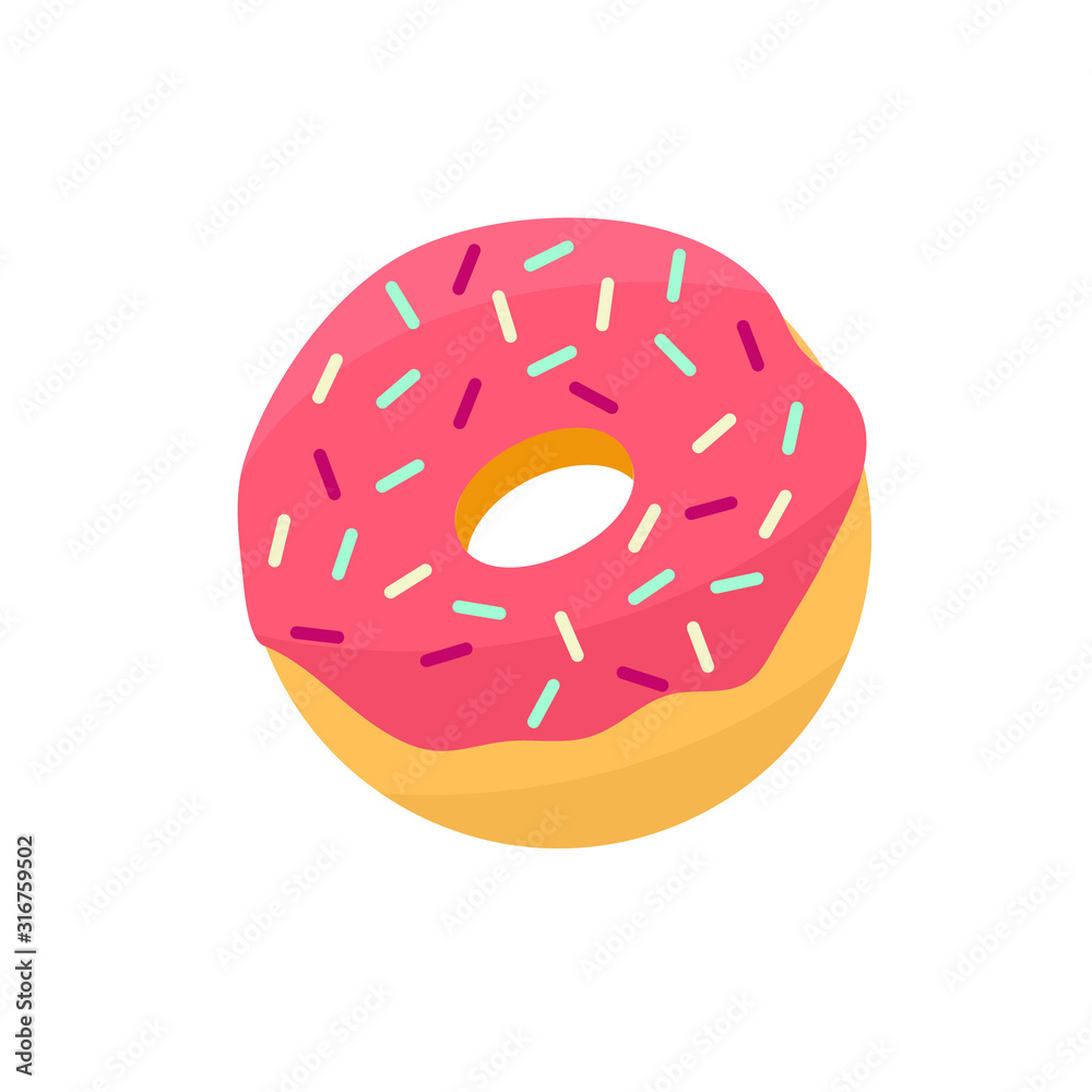 Pink donut icon. Clipart image isolated on white background Stock ...