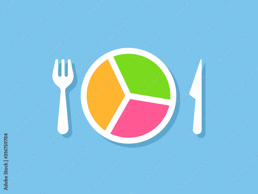 Food portion control design. Clipart image isolated on white background ...