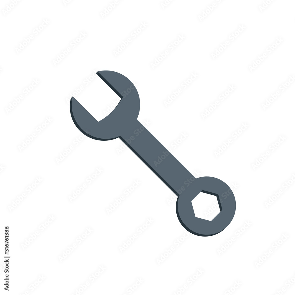 Open end wrench icon. Clipart image isolated on white background Stock ...