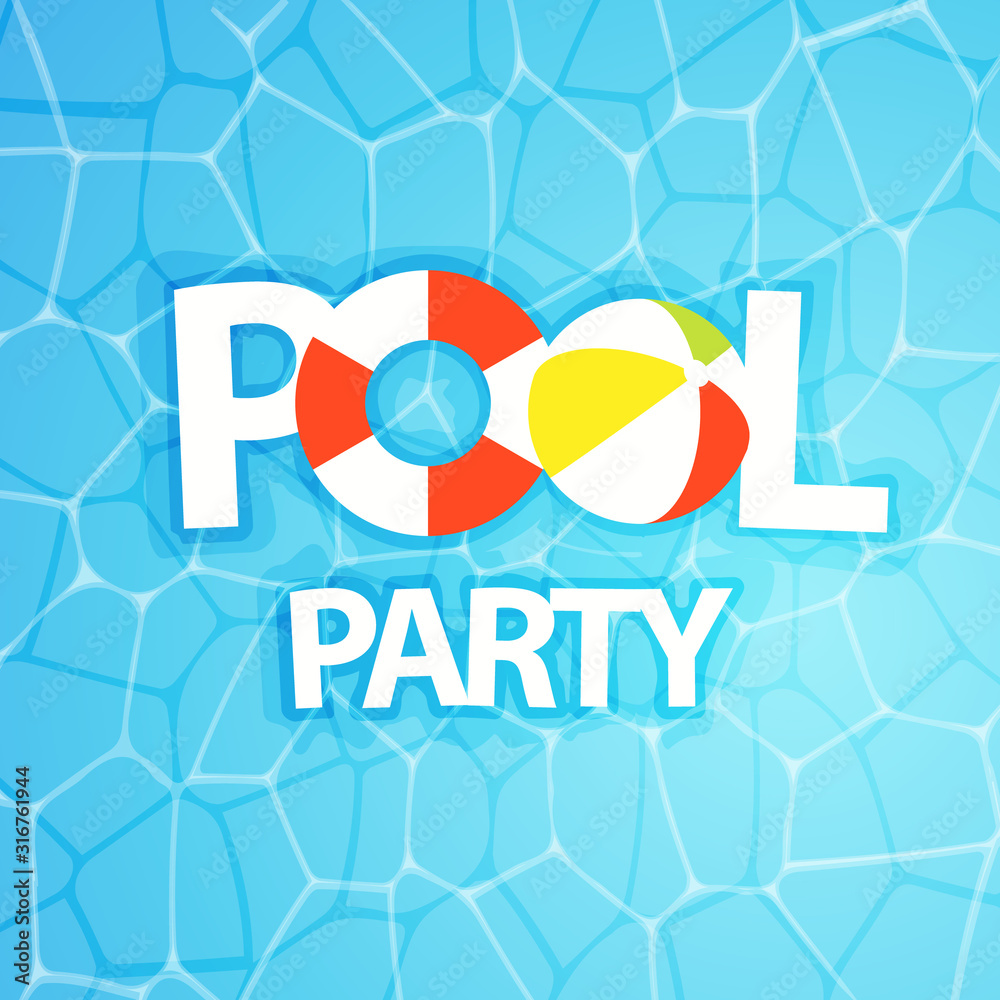Pool party poster design. Clipart image isolated on white background ...