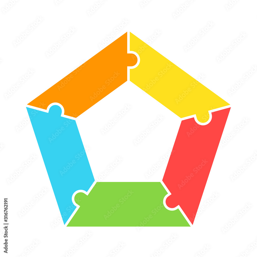 Puzzle 5 piece design. Clipart image isolated on white background Stock ...