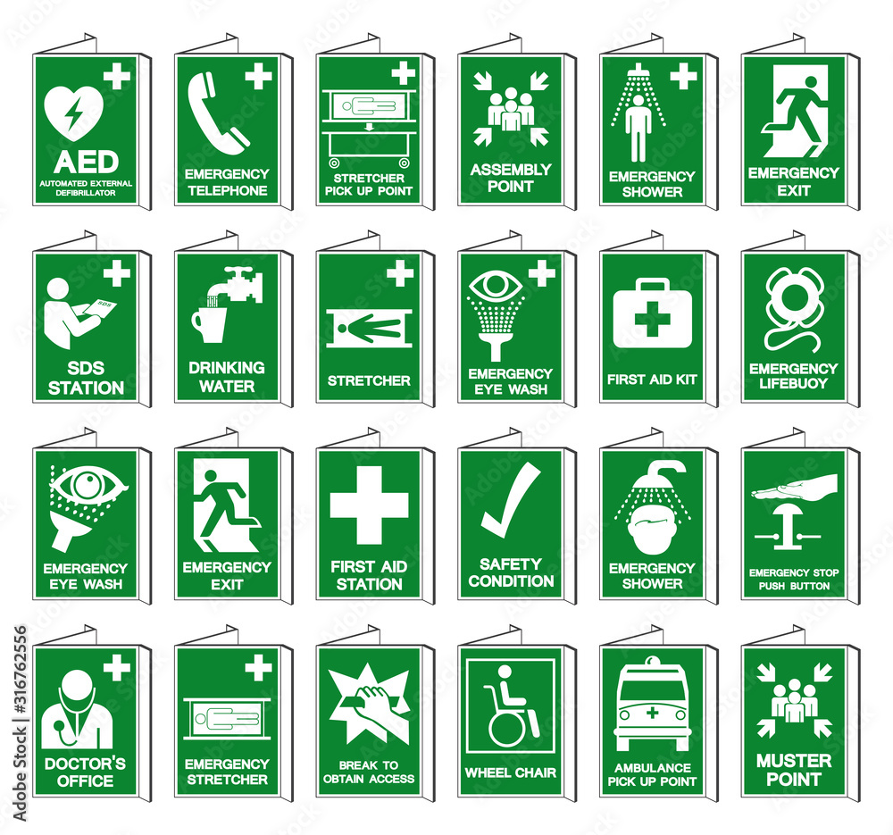 Set Of Safety Condition Collection Symbol Sign, Vector Illustration ...