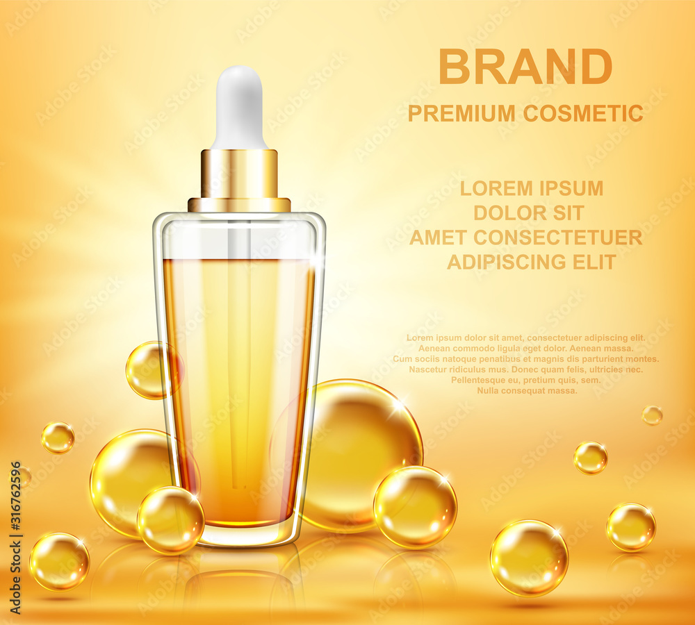 Collagen serum and vitamin background. Skin care cosmetics concept ...