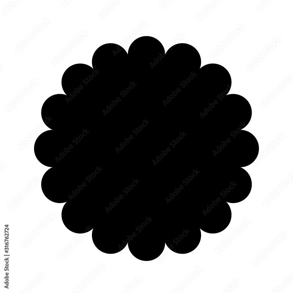 Scalloped circle shape. Clipart image isolated on white background ...