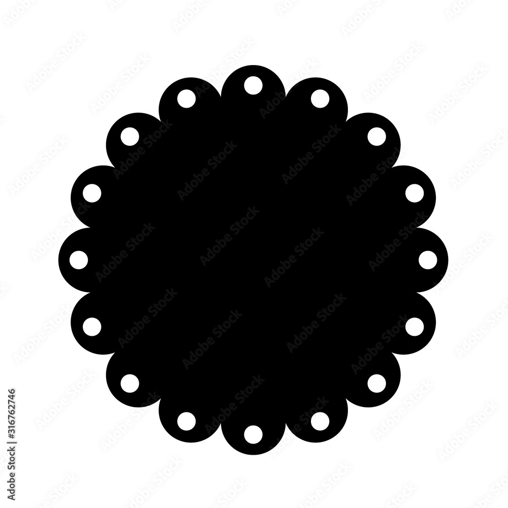 Scalloped circle shape with dots. Clipart image isolated on white ...