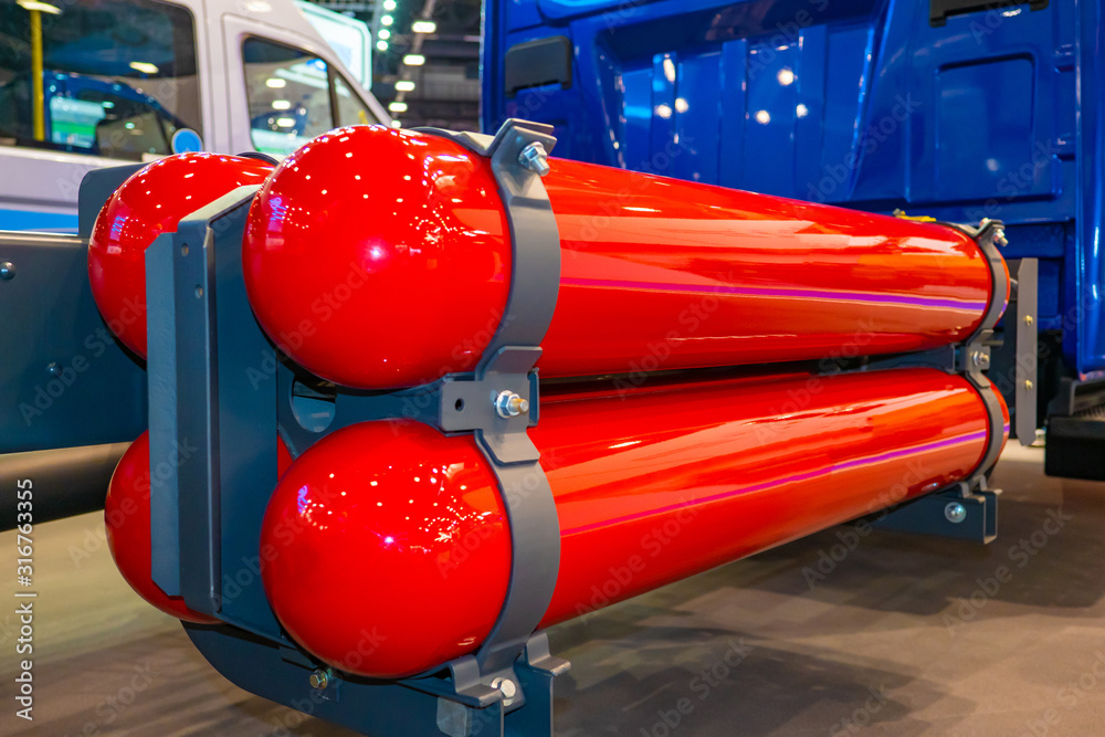 Gasification of transport. Freight transport equipped with gas bottles ...