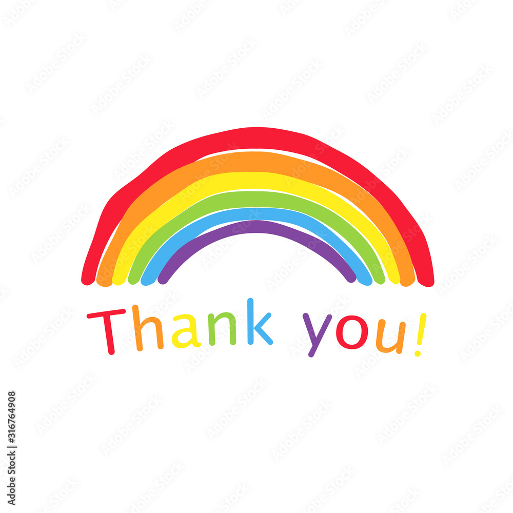 Thank You Rainbow sketch. Clipart image isolated on white background ...