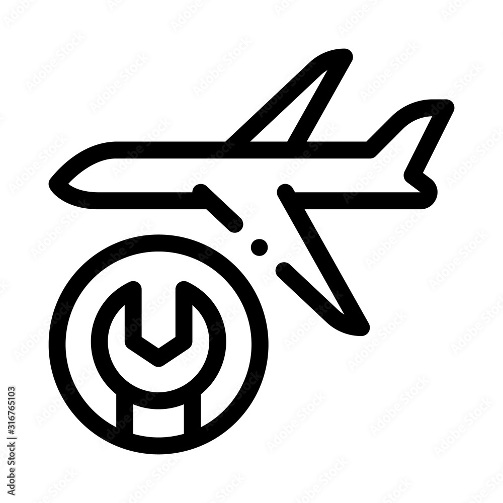 Aircraft Wrench Icon Vector. Outline Aircraft Wrench Sign. Isolated ...