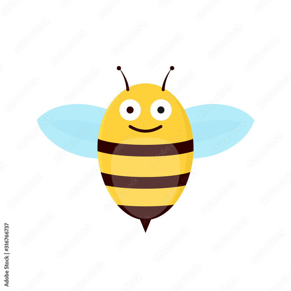 Happy bee icon. Clipart image isolated on white background Stock Vector ...