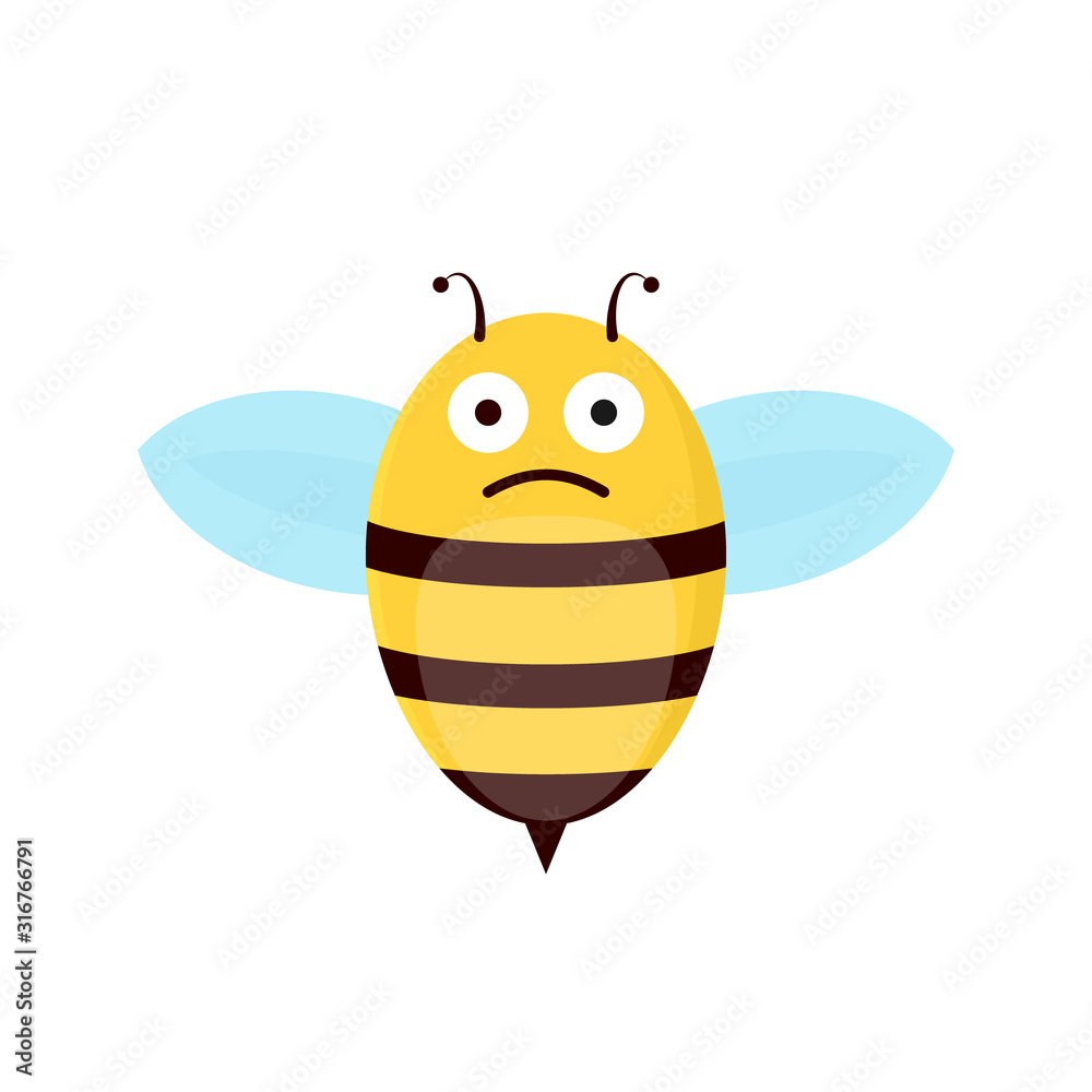 Sad bee icon. Clipart image isolated on white background Stock Vector ...