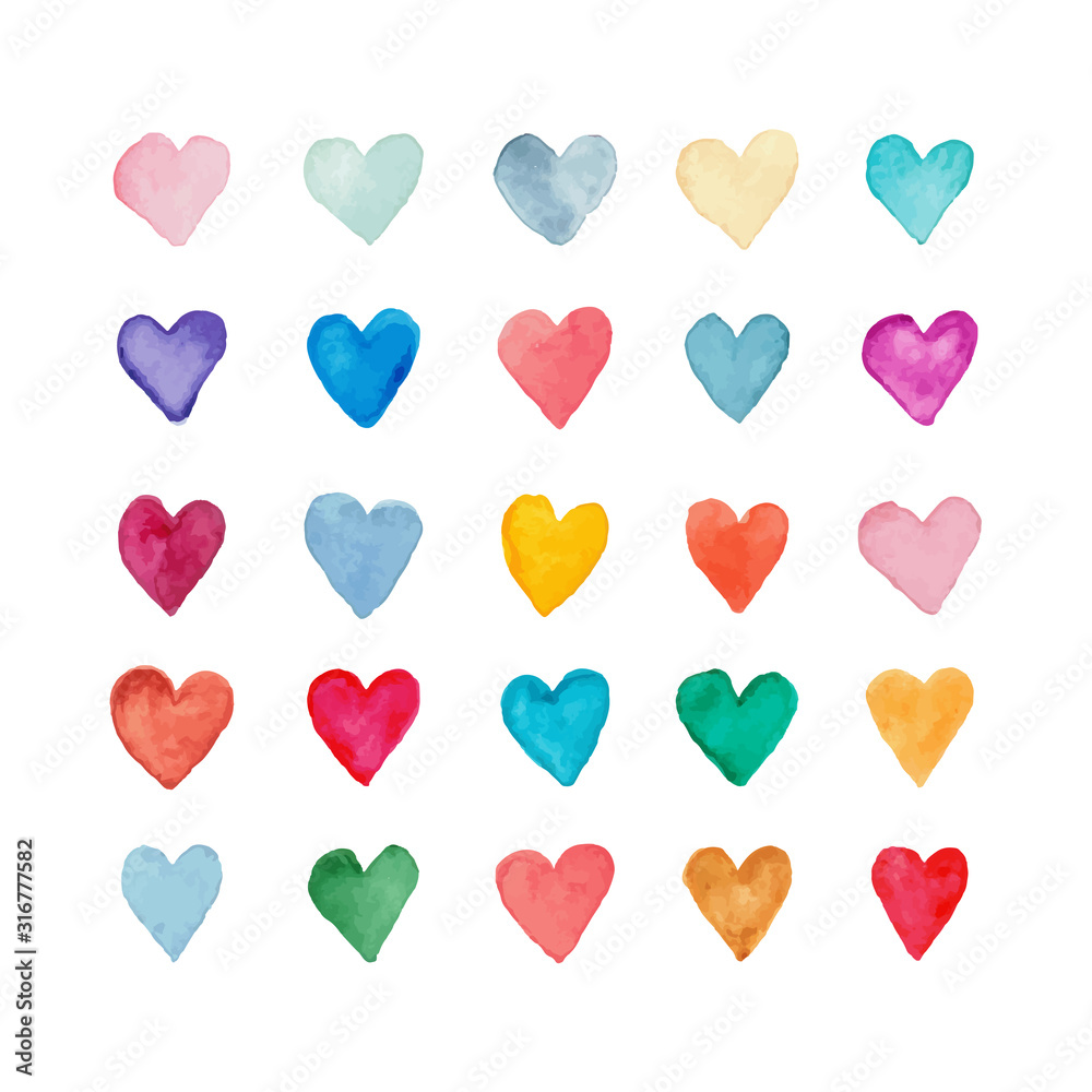 collection of colored hearts isolated on white, best for romantic cards ...