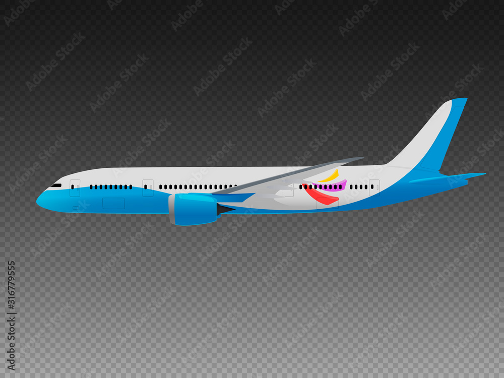 Vector airplane on a transparent background. Side view Stock Vector ...