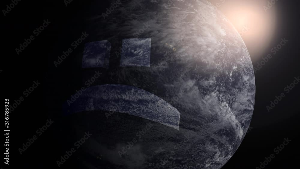 Sad emoji face on realistic planet Earth Stock Video | Adobe Stock