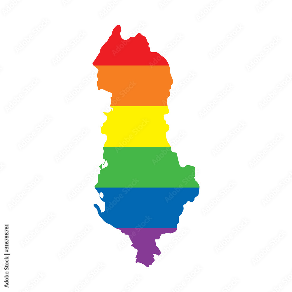 Albania LGBTQ gay pride flag map Stock Vector | Adobe Stock