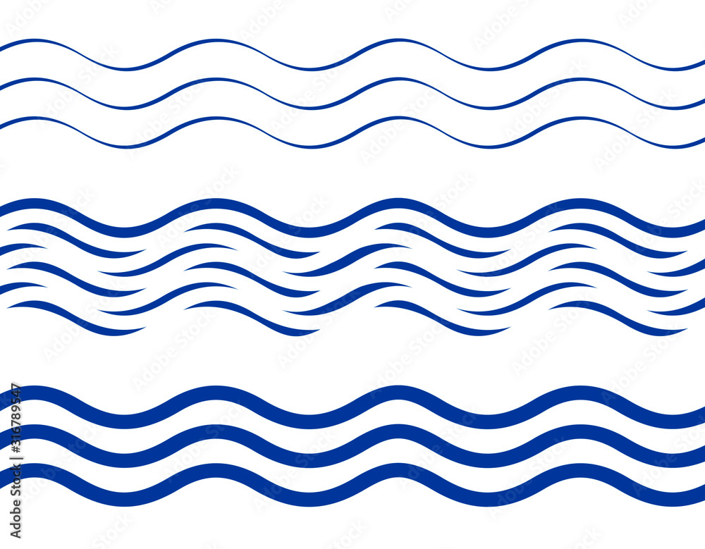 Set of waves patterns, flat style Stock Illustration | Adobe Stock