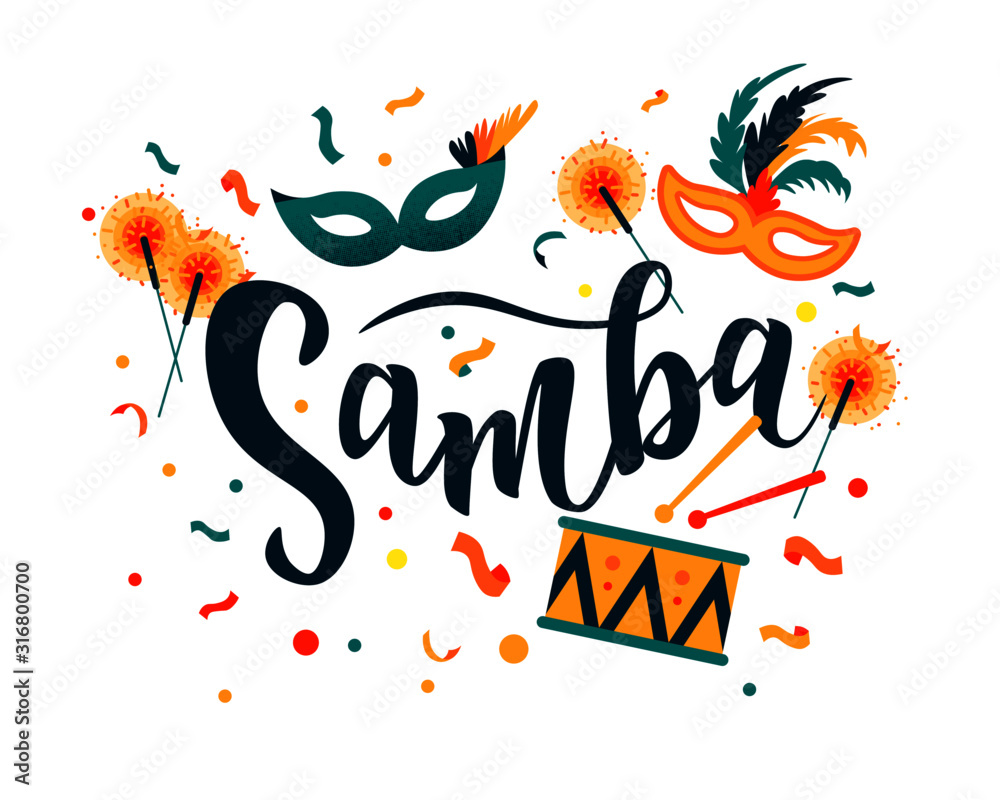 Text Logo Design Vector Hd Images, Vector Illustration Of Samba Text ...