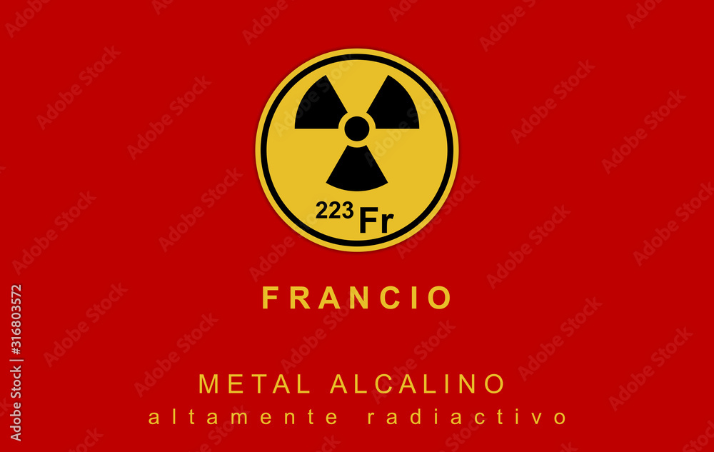 Alkali metal. Francium, extremely radioactive. Text in Spanish. A ...