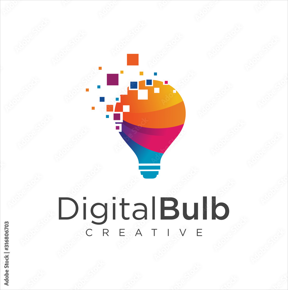 Smart bulb tech logo icon . Idea creative light bulb logo . Bulb ...