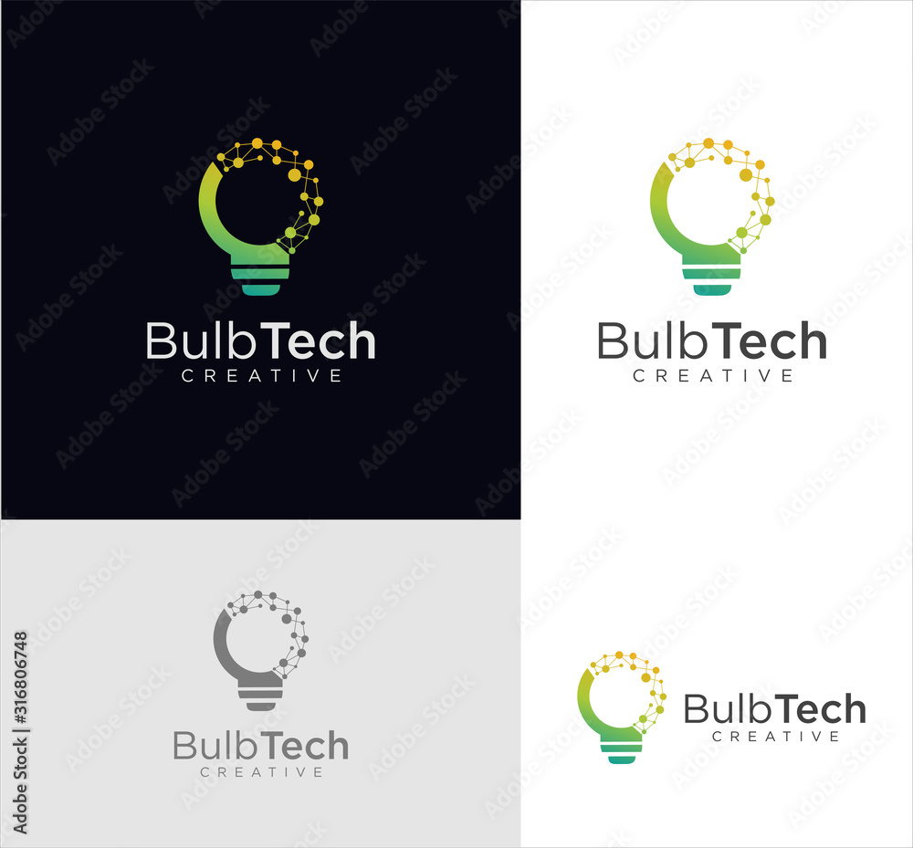 Smart bulb tech logo icon . Idea creative light bulb logo . Bulb ...