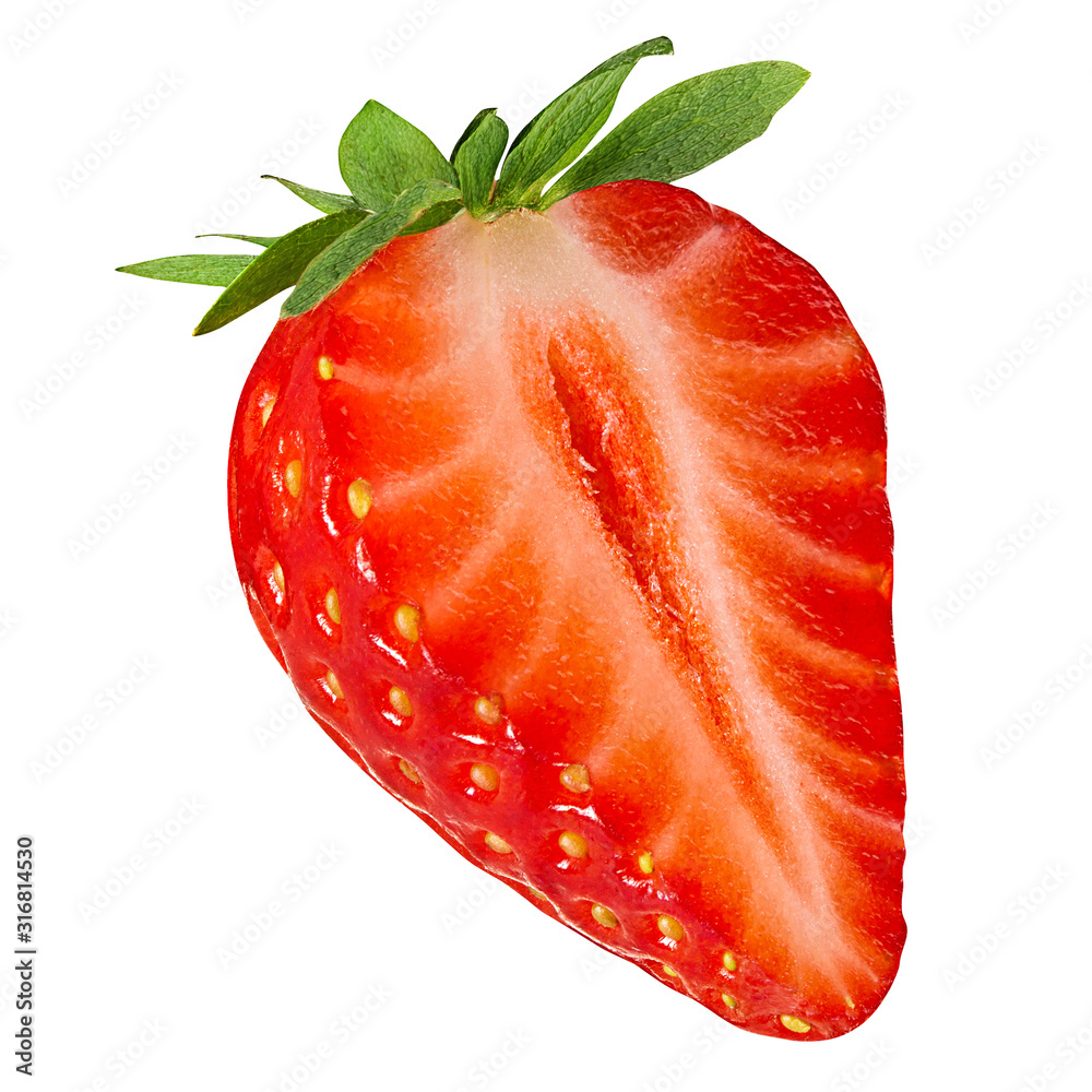 Fresh strawberry half isolated on white background with clipping path ...