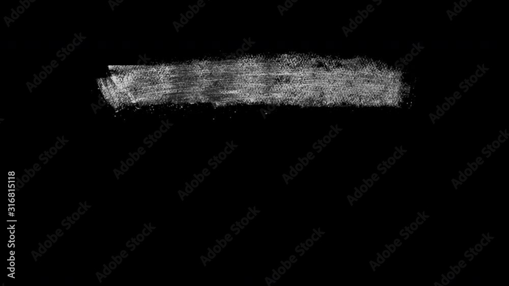 White paint chalk brush strokes on a black background. Transition for ...