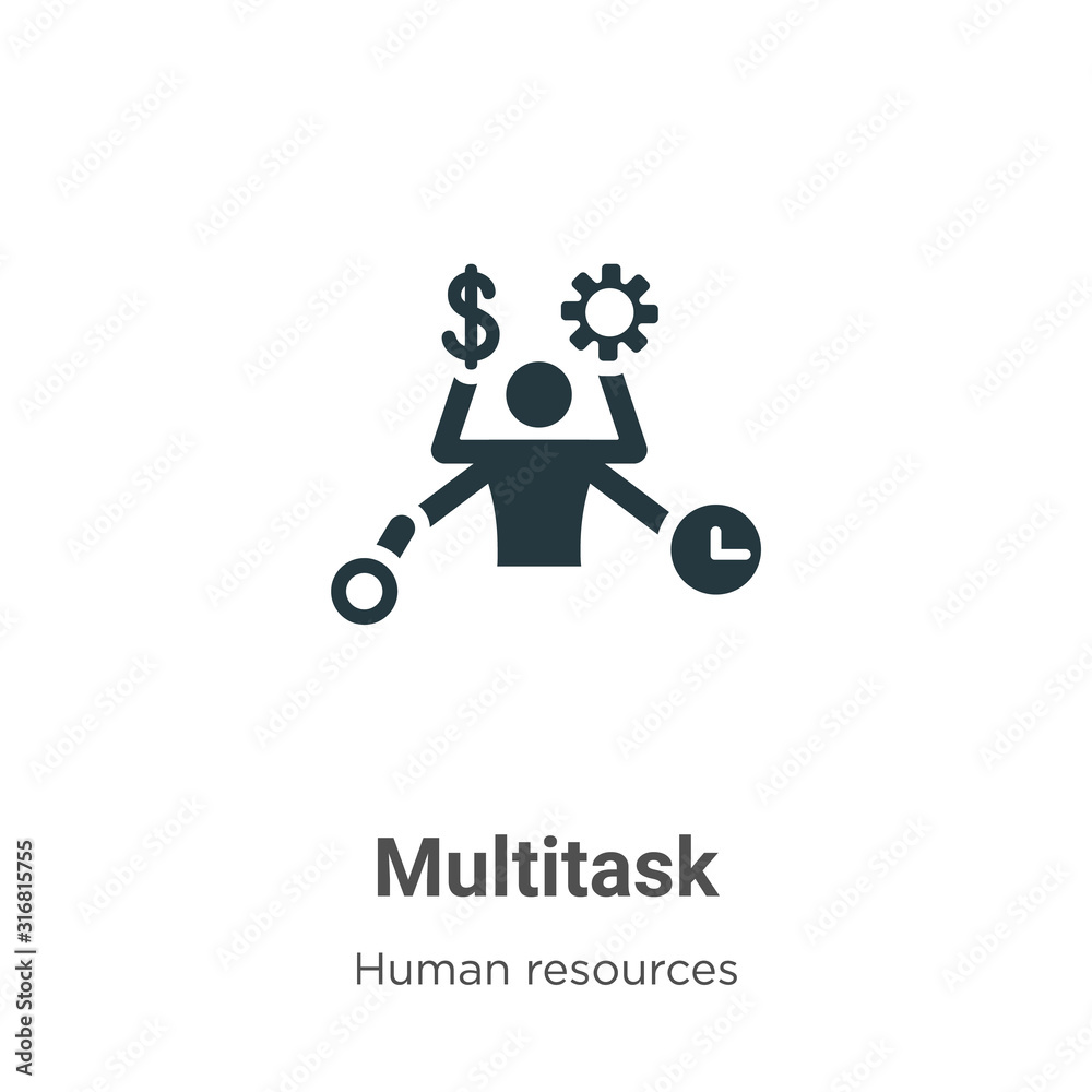 Multitask glyph icon vector on white background. Flat vector multitask ...