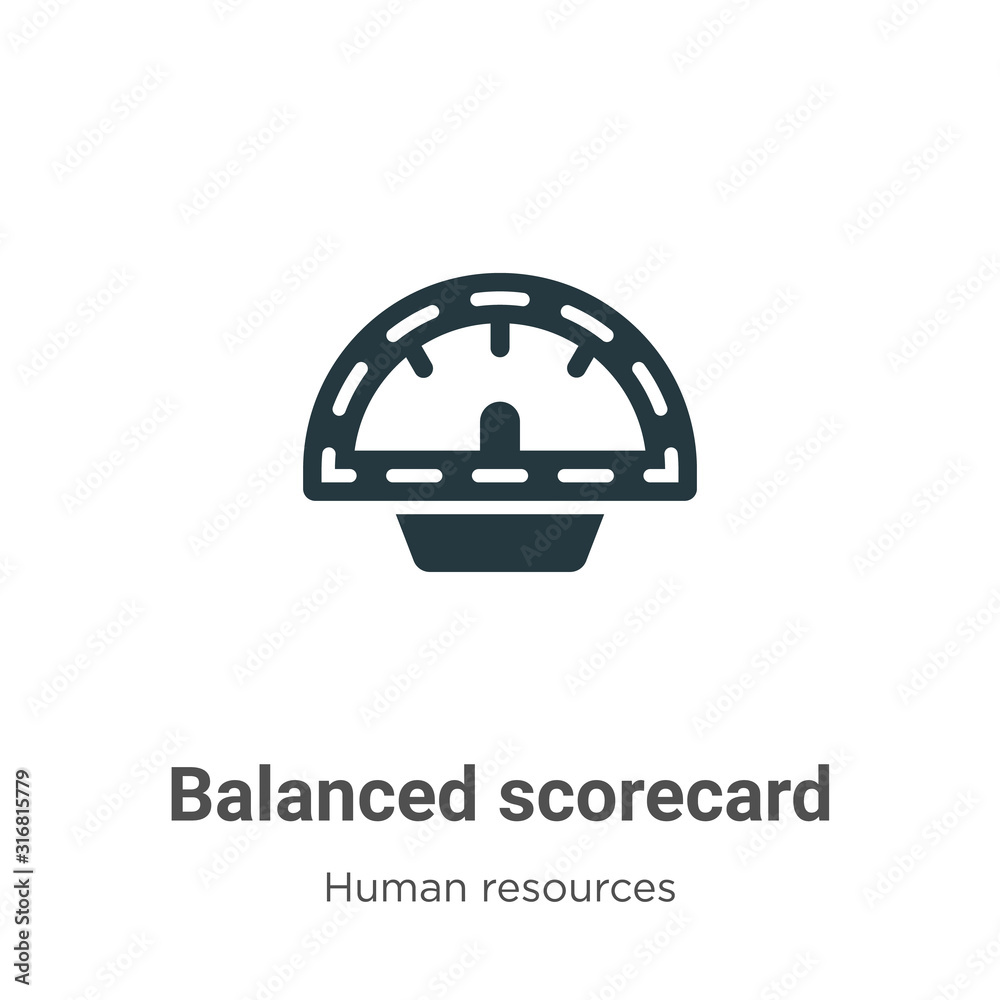 Balanced scorecard glyph icon vector on white background. Flat vector ...