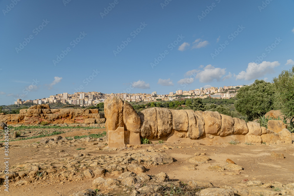 Giant Telamon, Atlas supporting statue of ruined Temple of Zeus in the ...