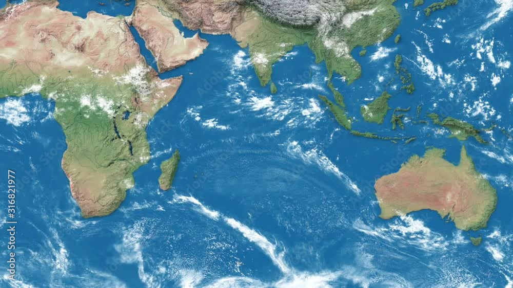 Realistic earth world map. Detailed world atlas animation. Zoom in of ...