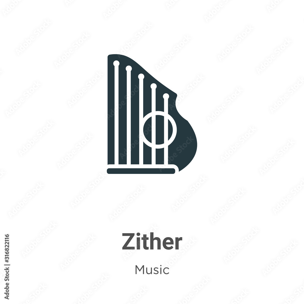 Zither glyph icon vector on white background. Flat vector zither icon ...