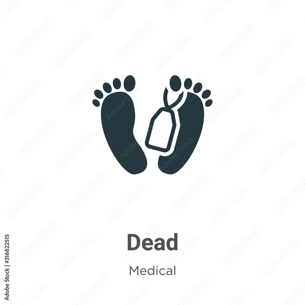 Dead glyph icon vector on white background. Flat vector dead icon ...