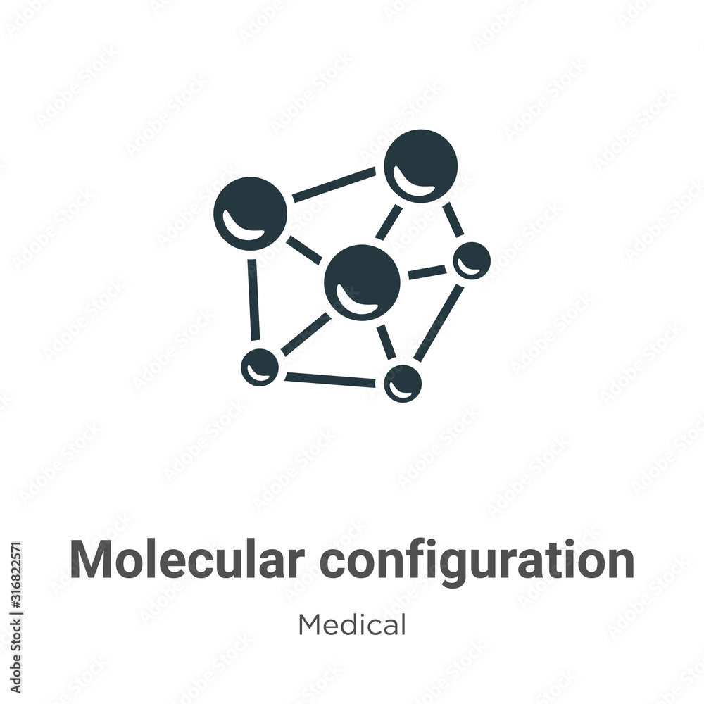 Molecular configuration glyph icon vector on white background. Flat ... Molecular configuration glyph icon vector on white background. Flat ...