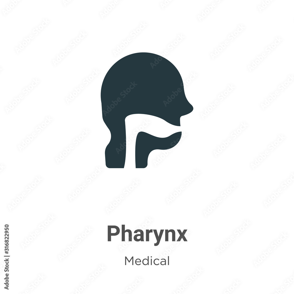 Pharynx glyph icon vector on white background. Flat vector pharynx icon symbol sign from modern ...