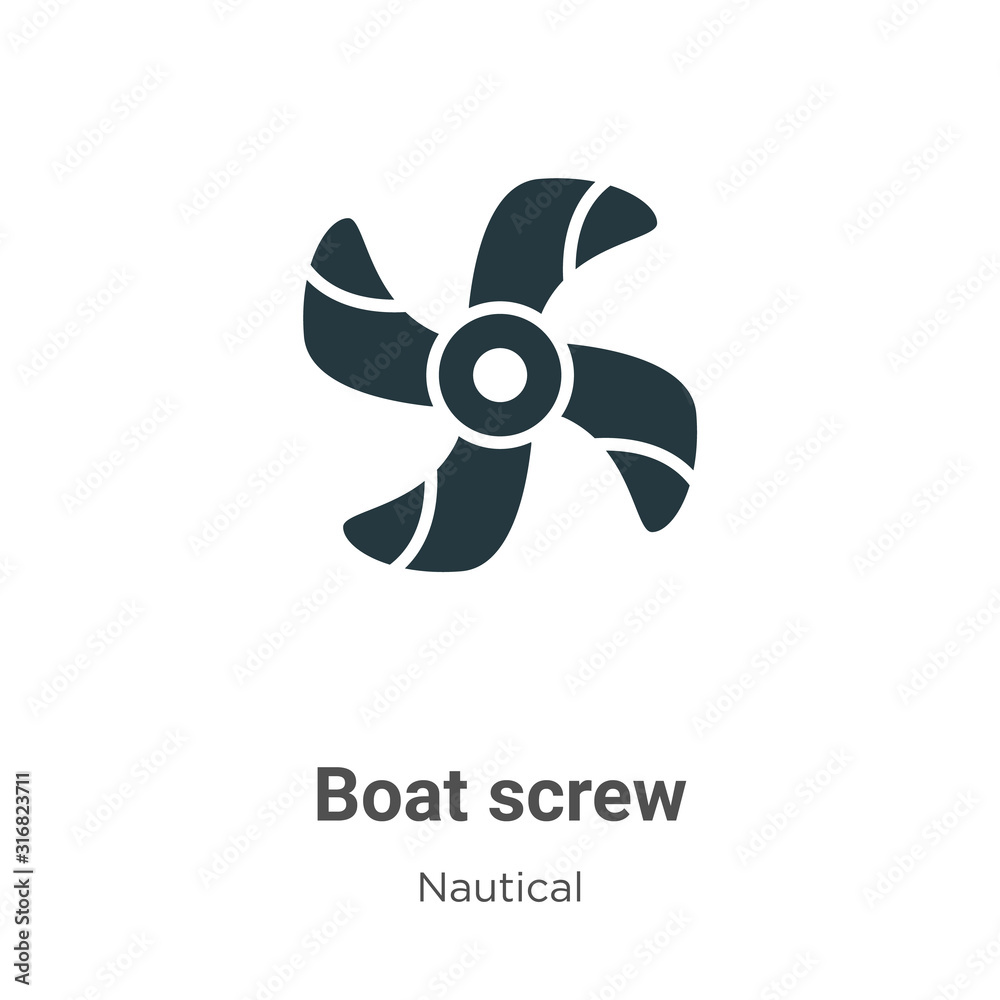 Boat screw glyph icon vector on white background. Flat vector boat ... Boat screw glyph icon vector on white background. Flat vector boat ...
