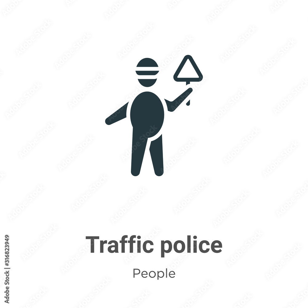 Traffic police glyph icon vector on white background. Flat vector ...